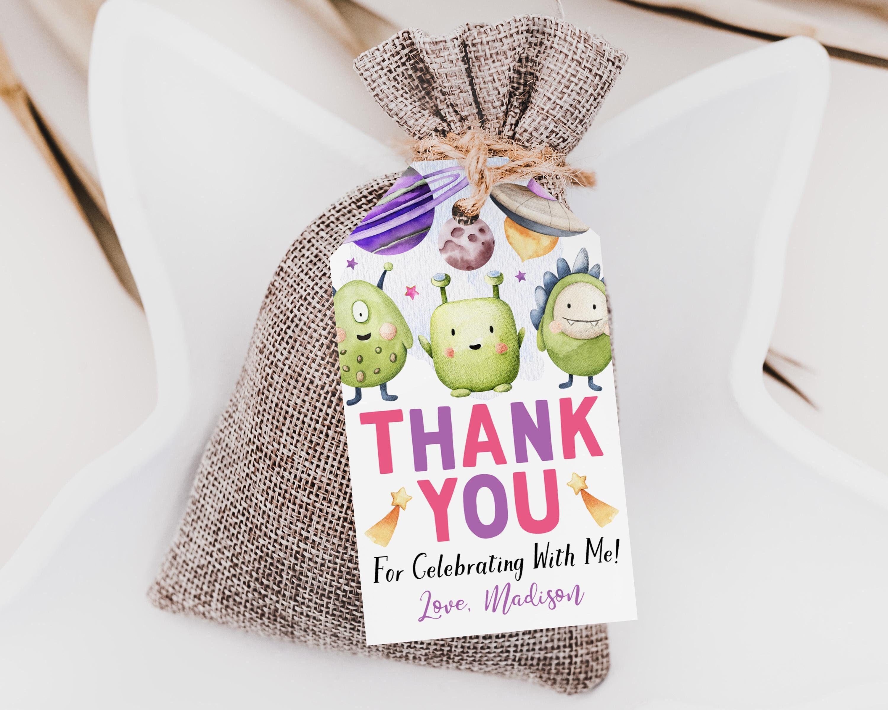 Alien Birthday Party Favor Tags Editable Template, Girl Pink Aliens Sp ...