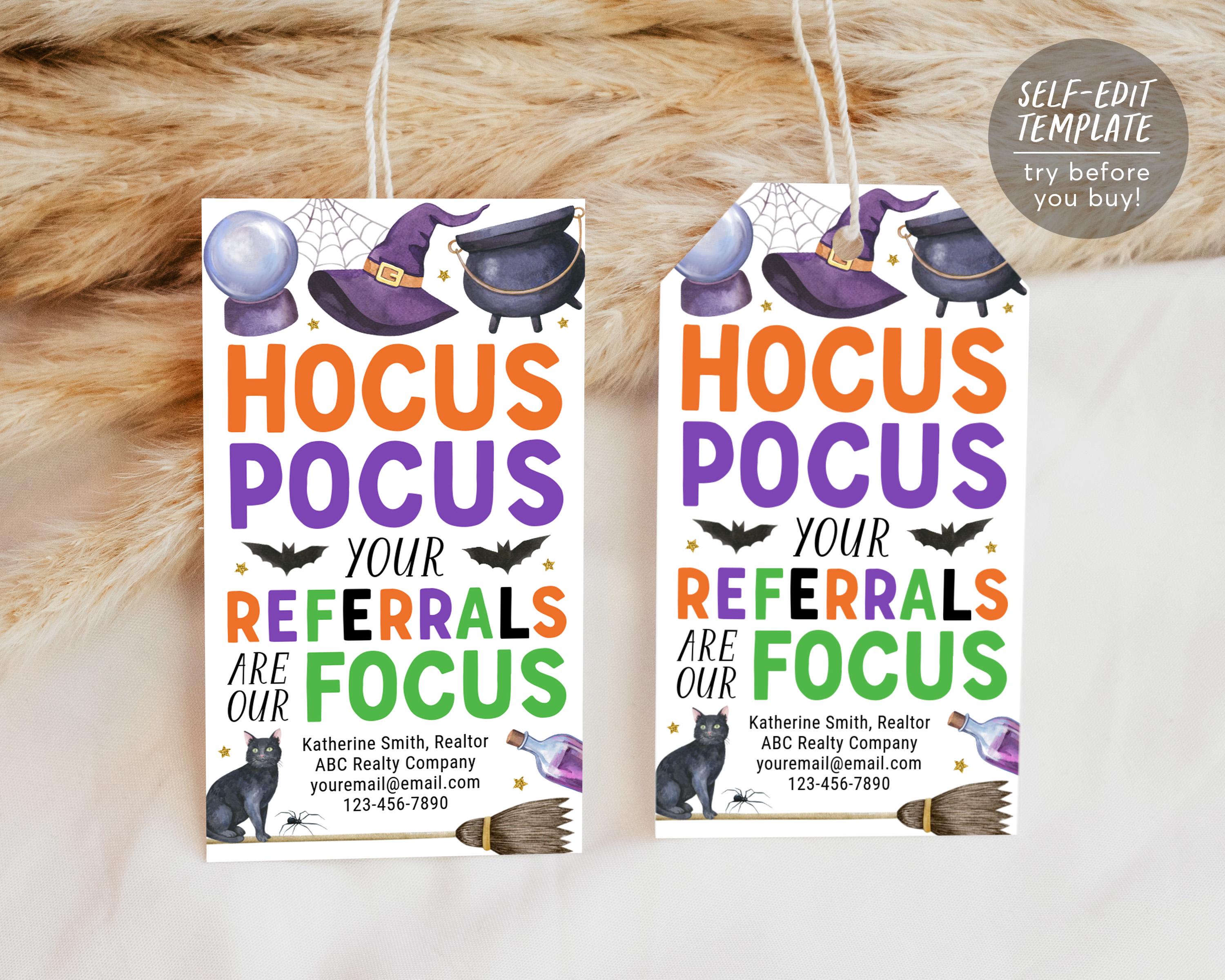 Happy Halloween Pop By Gift Tag Editable Template, Hocus Pocus Your ...