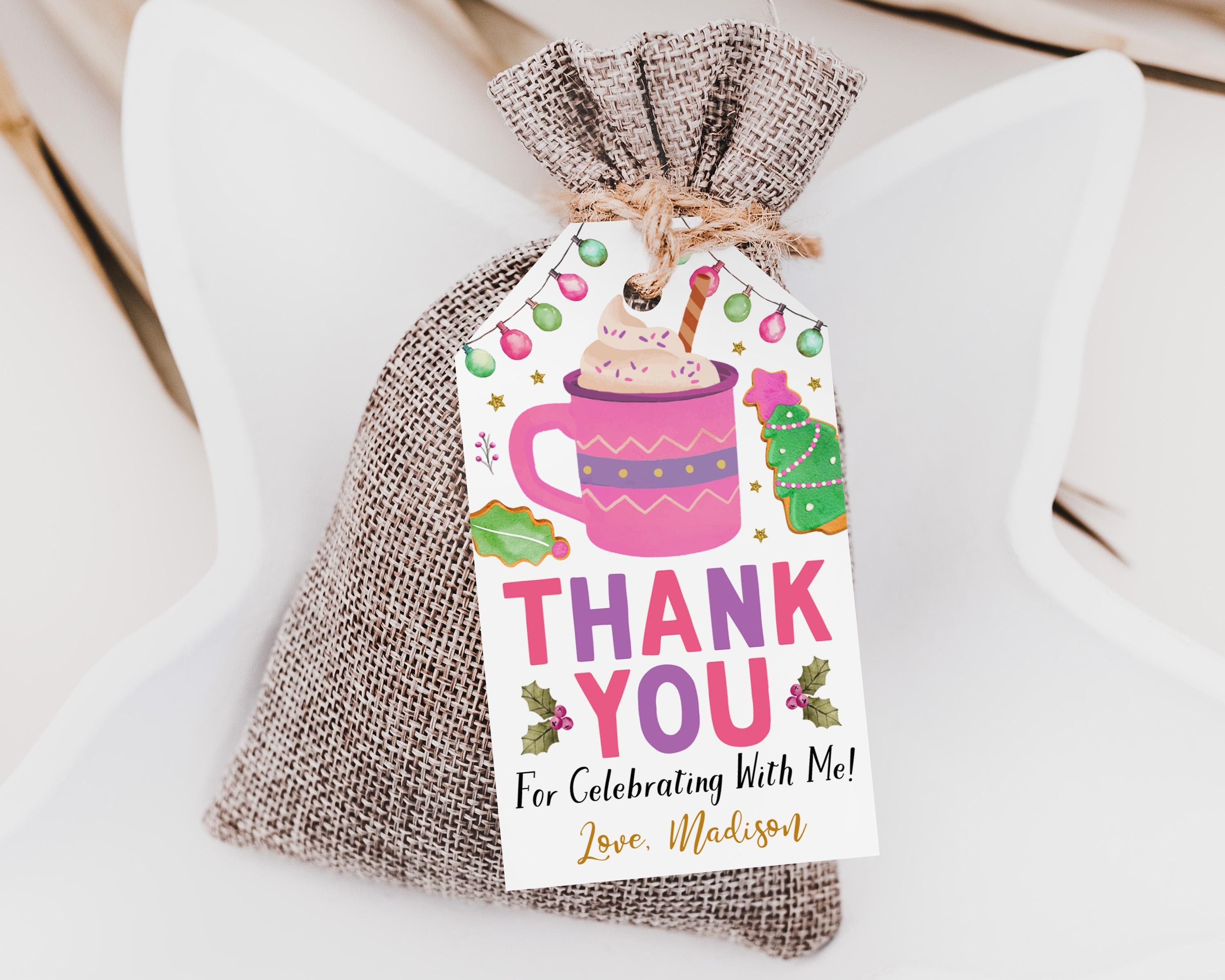 Christmas Cookies And Cocoa Favor Birthday Tags Editable Template, Hol ...