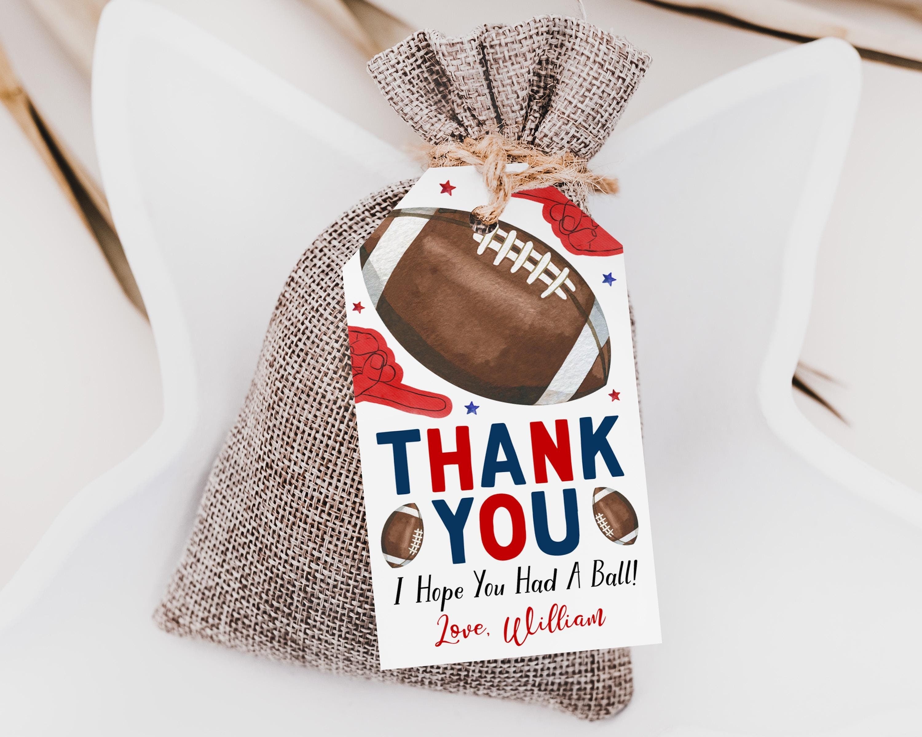Football Birthday Party Favor Tags Editable Template, Football Theme P ...