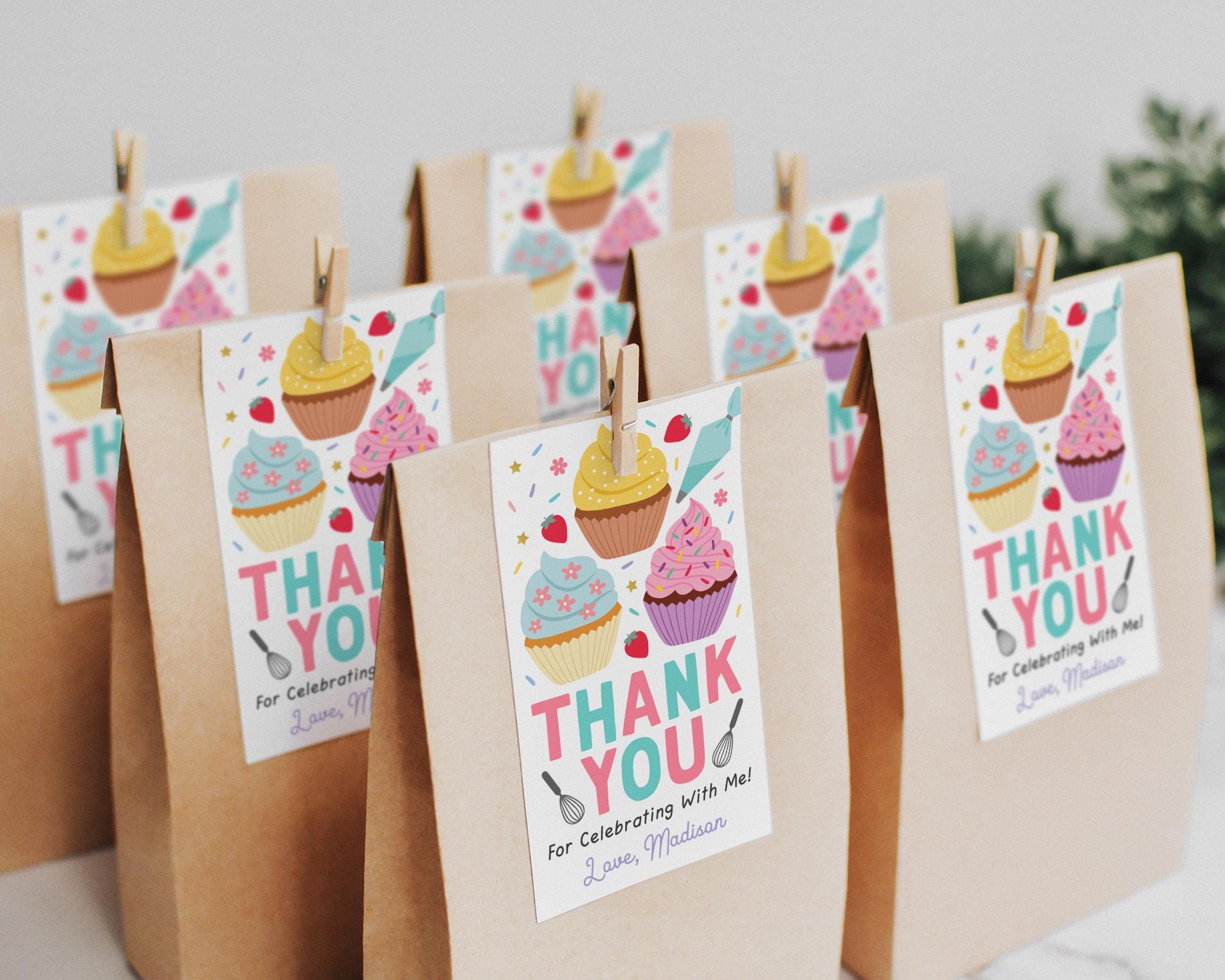 Cupcake Birthday Party Favor Tags Editable Template, Girl Cupcake Deco ...