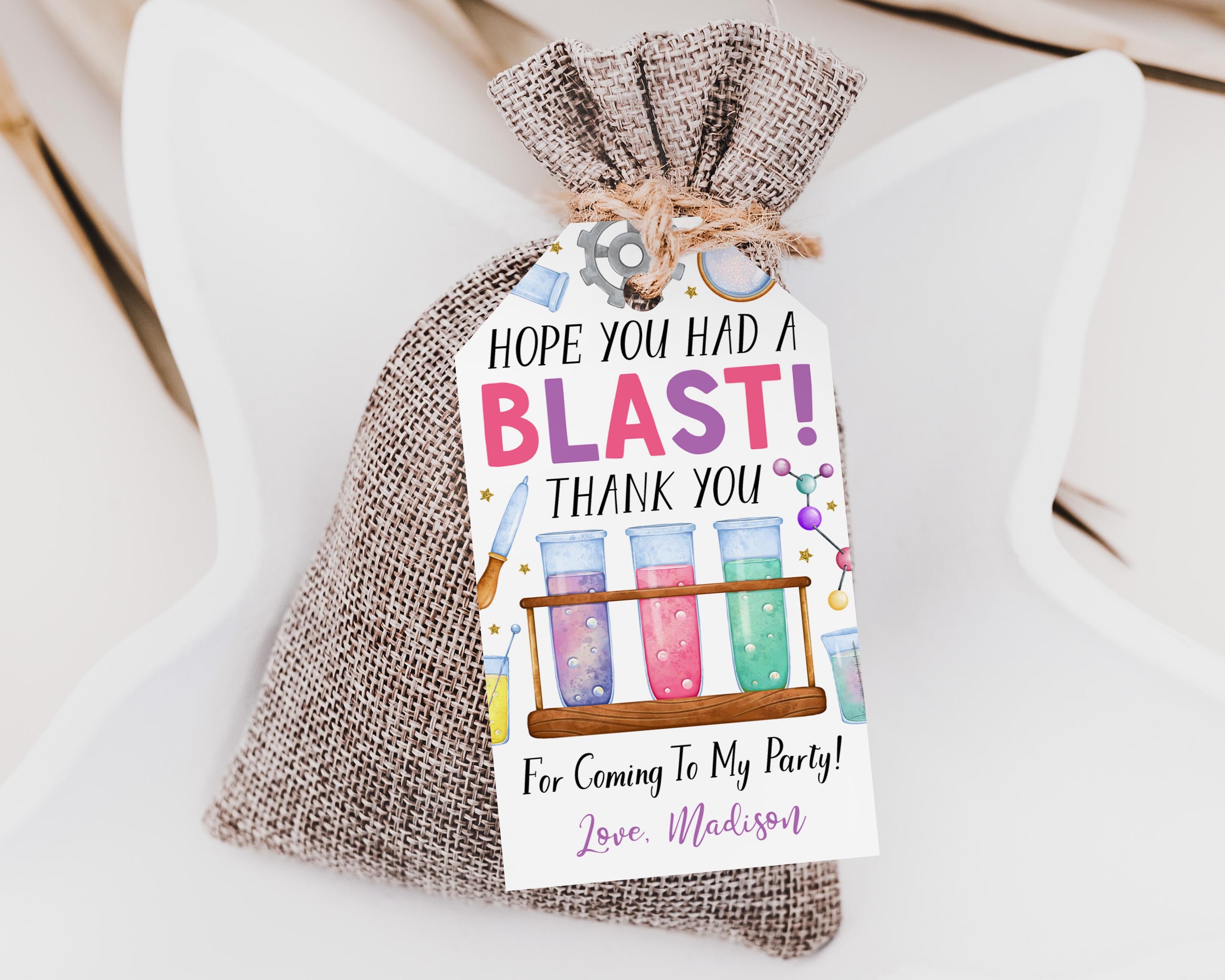 Science Birthday Party Favor Tags Editable Template, Girl Birthday Exp ...