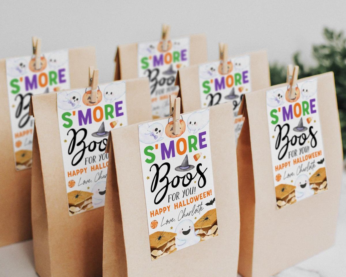Halloween Smore Treats Bag Tag Editable Template, S'more Boos For You ...