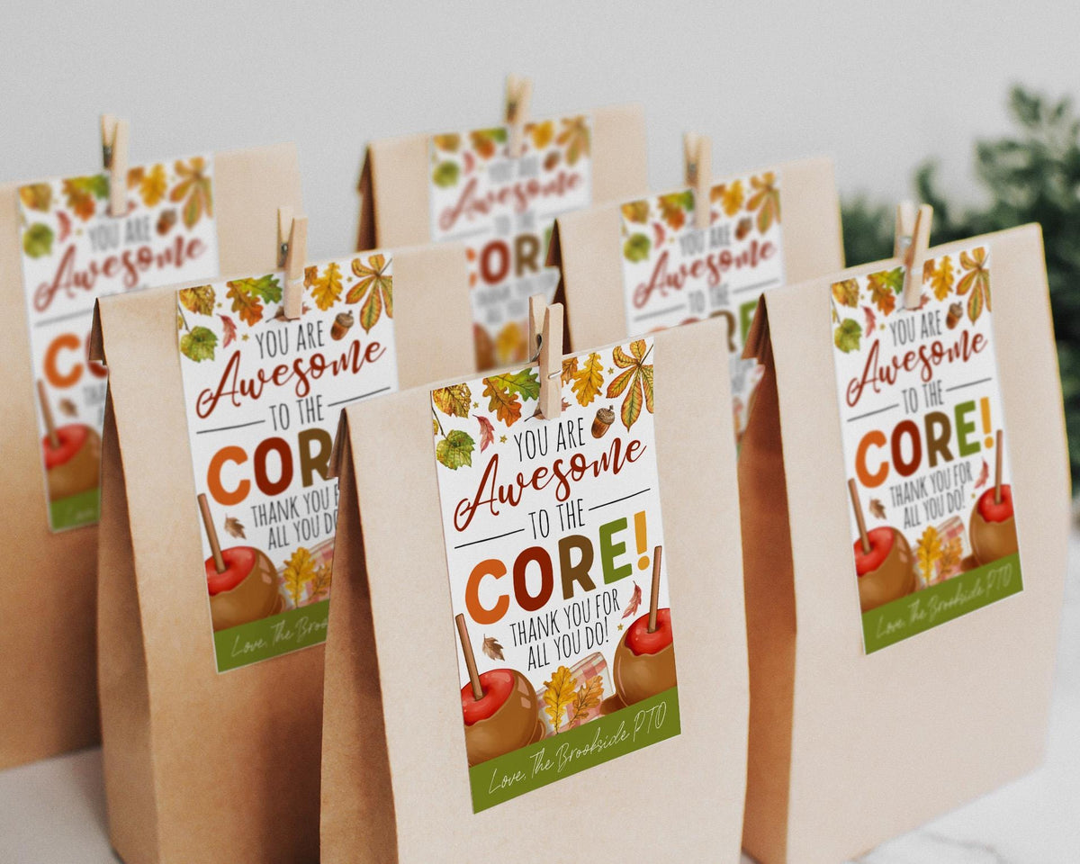 You Are Awesome to the Core Gift Tag Editable Template, Fall Caramel ...