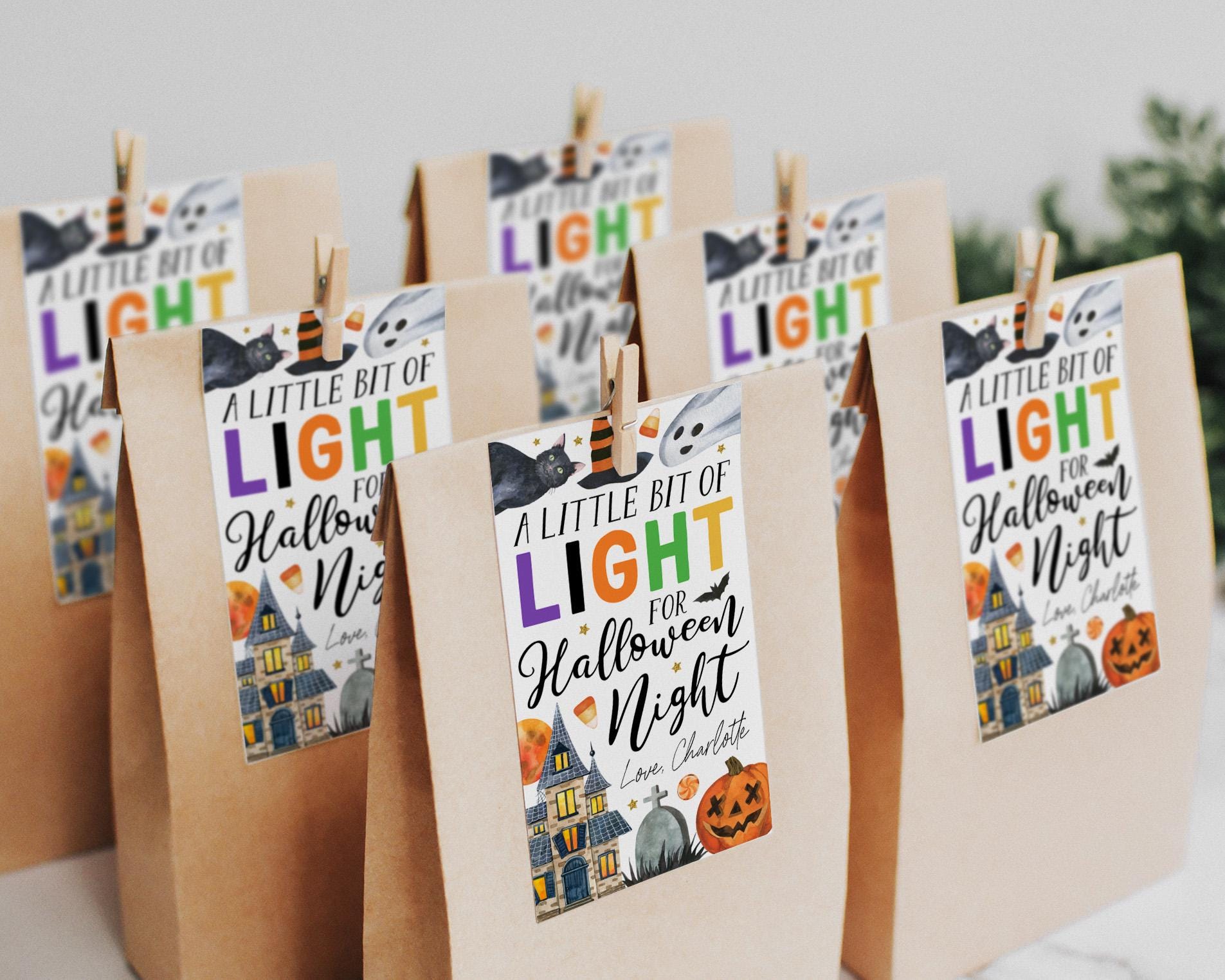 Glow Sticks Halloween Tags Editable Template, A Little Bit Of Light For ...