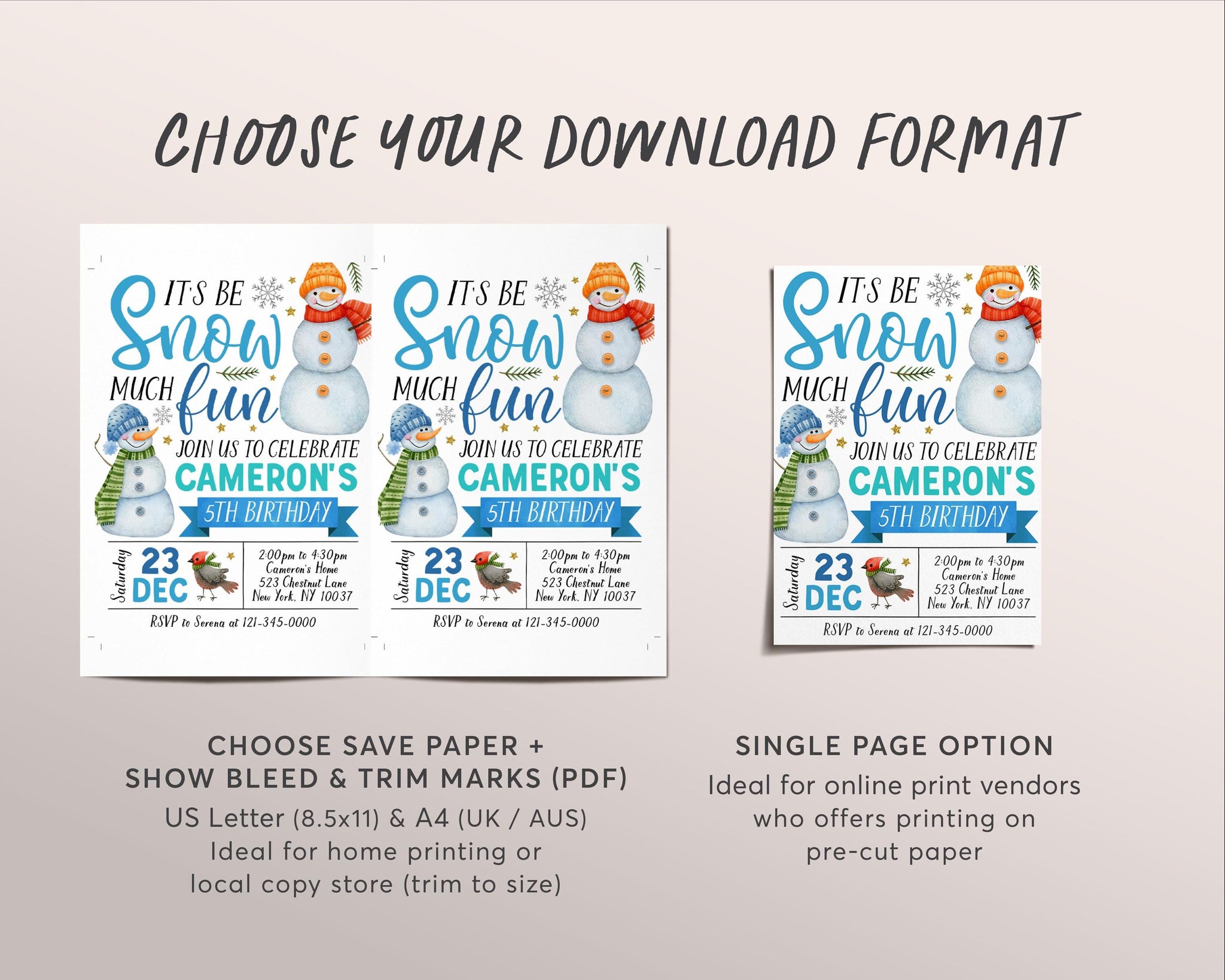 Snowman Birthday Invitation Editable Template, Boy Snow Much Fun Party ...