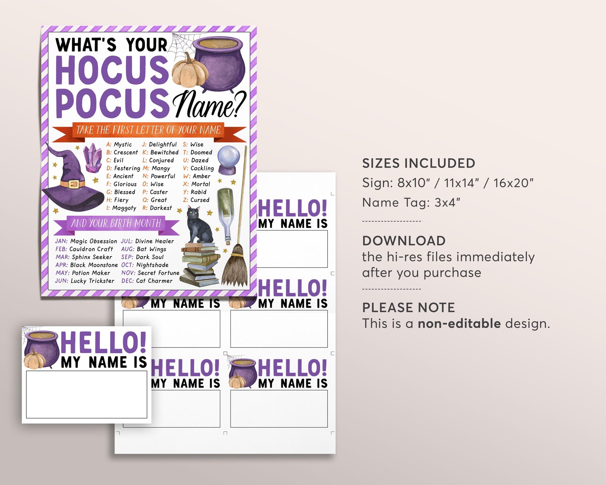 What's Your Hocus Pocus Name Game, Spooktacular Halloween Witch Themed ...