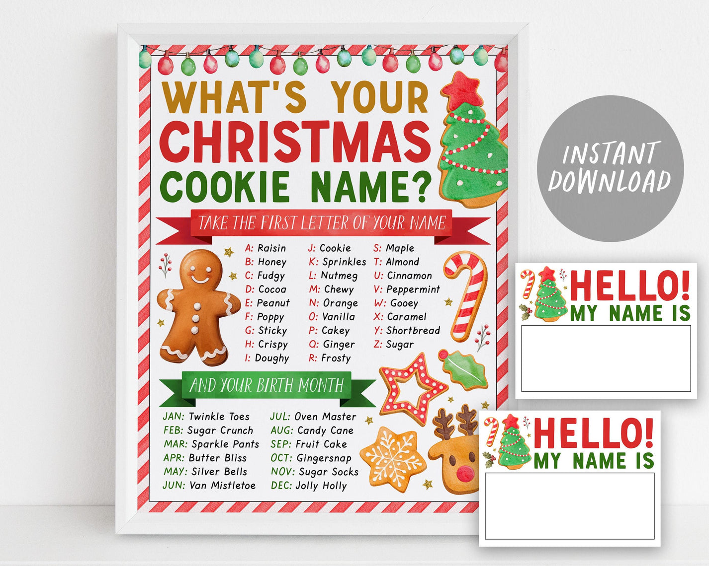 What's Your Christmas Cookie Name Game, Gingerbread Cookie Decorating ...