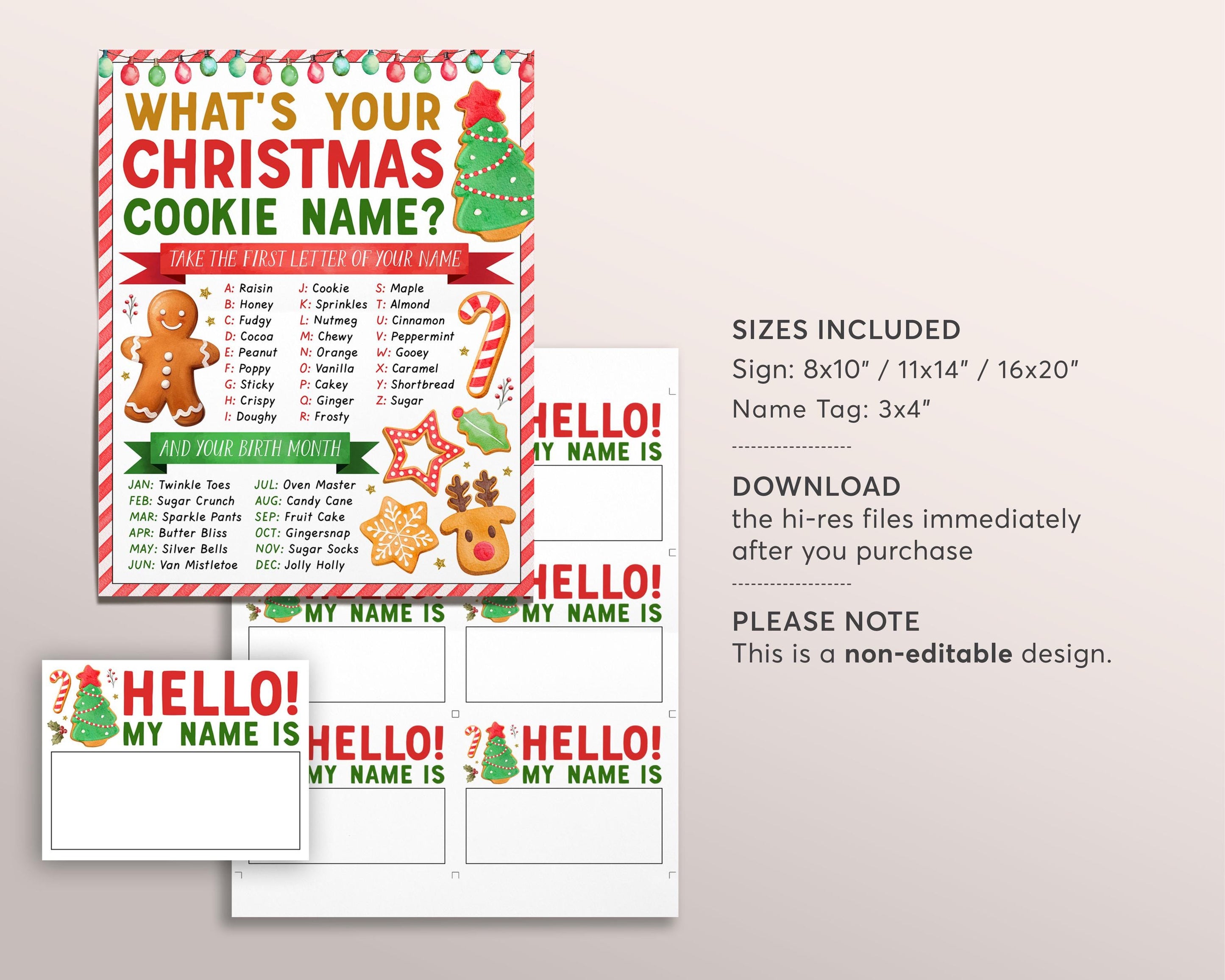 What's Your Christmas Cookie Name Game, Gingerbread Cookie Decorating ...