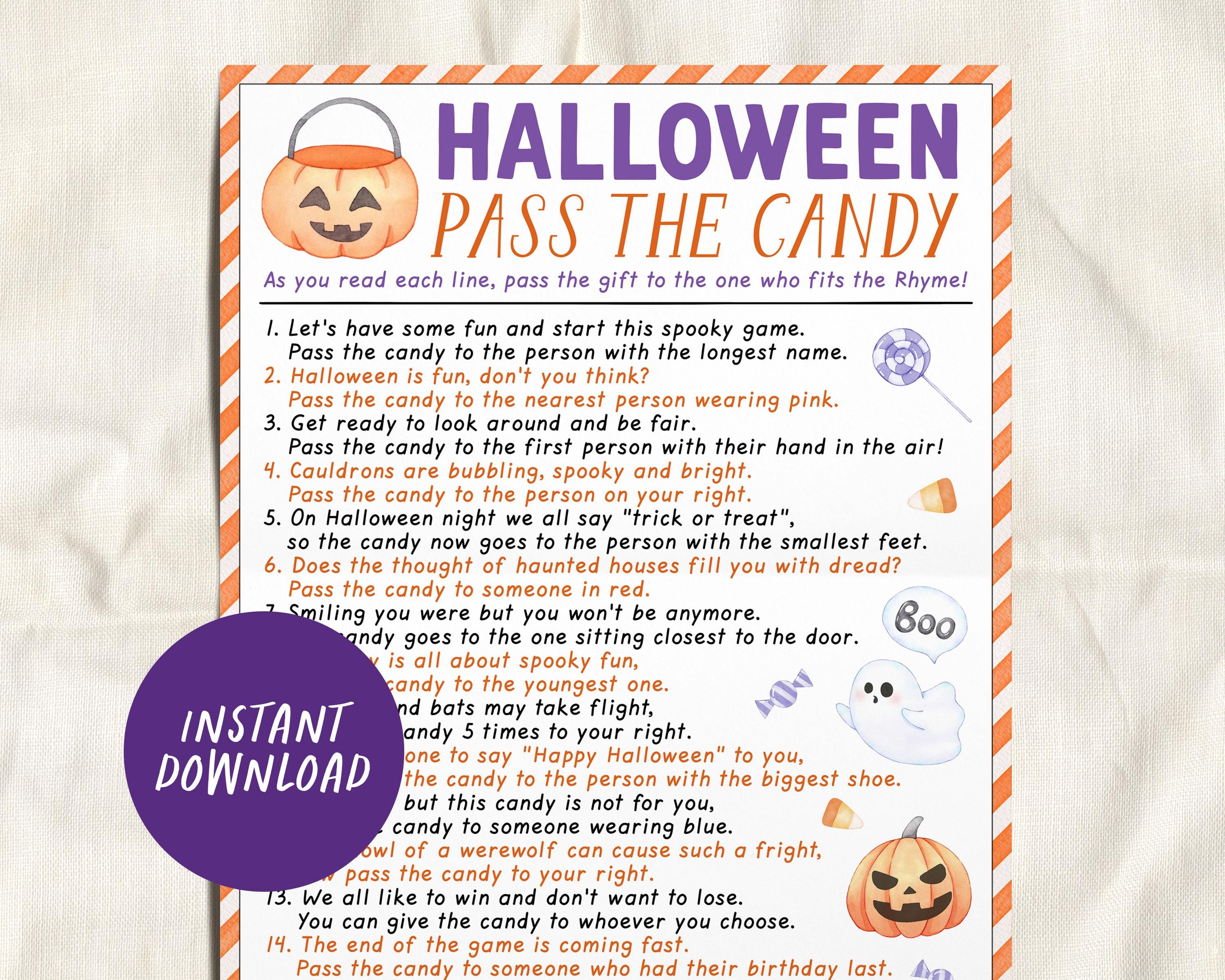 Halloween Pass the Candy Game, Pass the Prize Game, Kids Teens Adults ...