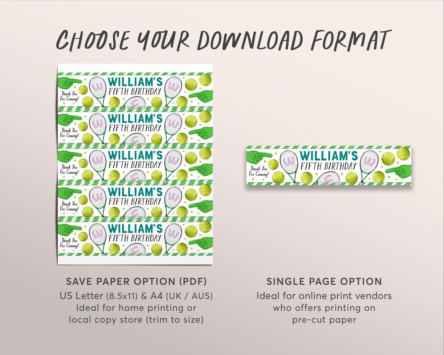 Tennis Water Bottle Labels Editable Template, Tennis Ball Party Theme ...