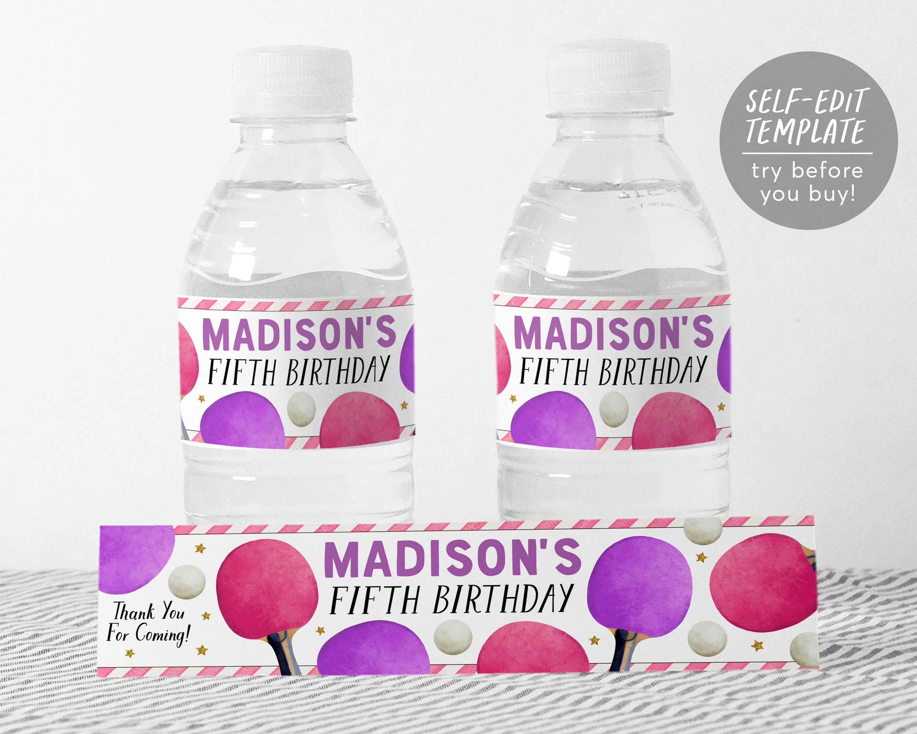 Ping Pong Water Bottle Labels Editable Template, Table Tennis Party Th ...