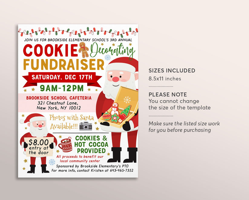 Christmas Cookie Decorating Flyer Editable Template, Holiday Cookie De ...