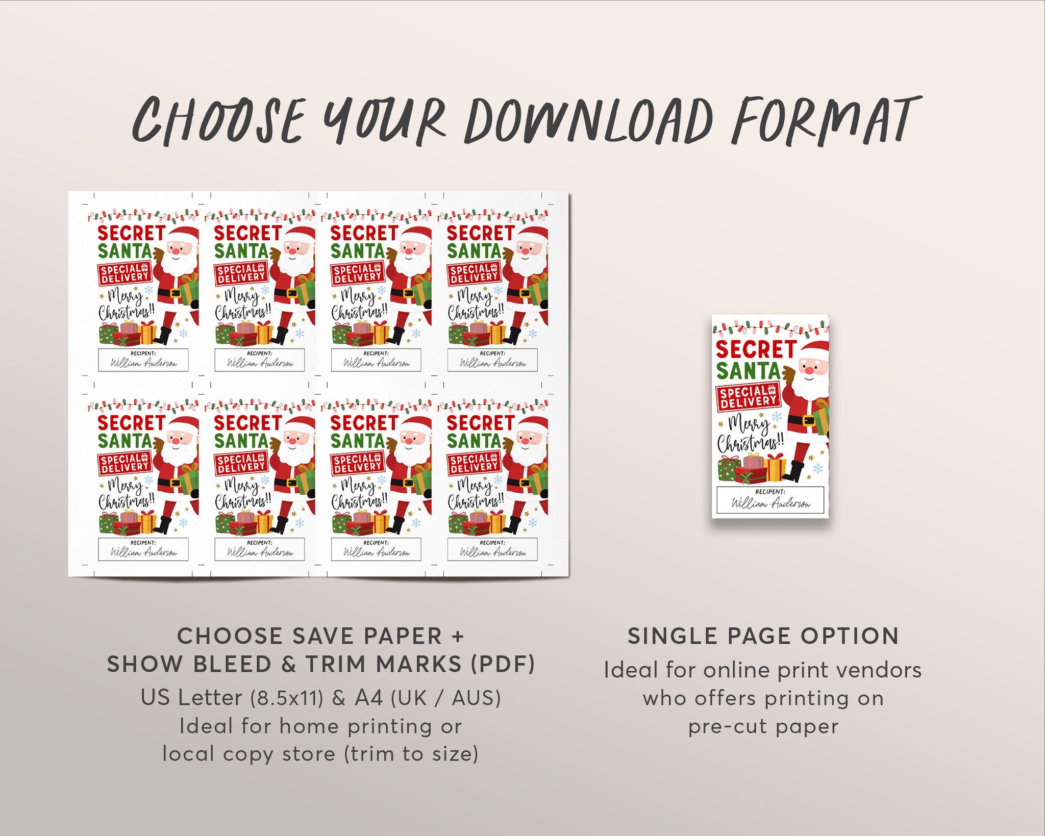 Secret Santa Gift Tags Editable Template, Christmas Santa Claus Specia ...