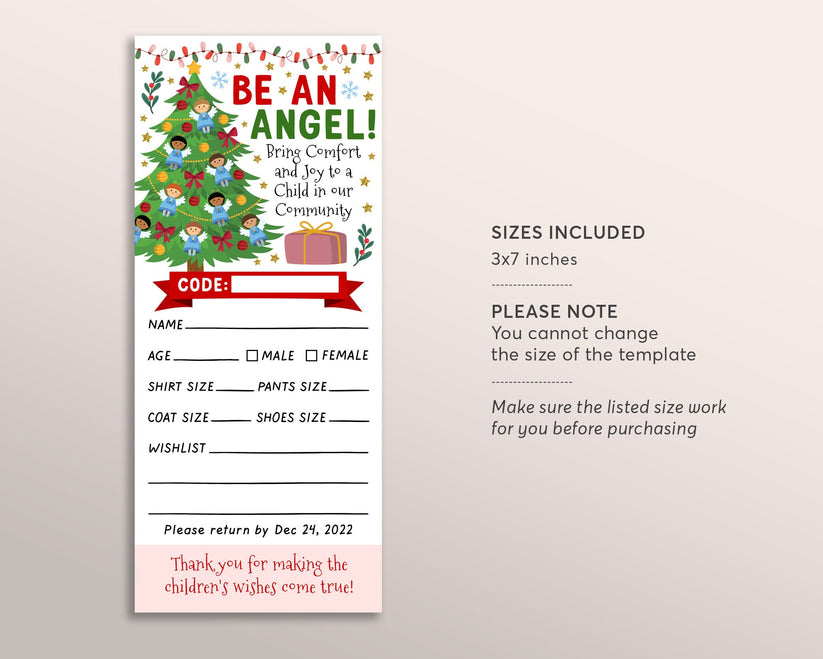 Christmas Giving Tree Gift Tag Editable Template, Donation Slip With A ...