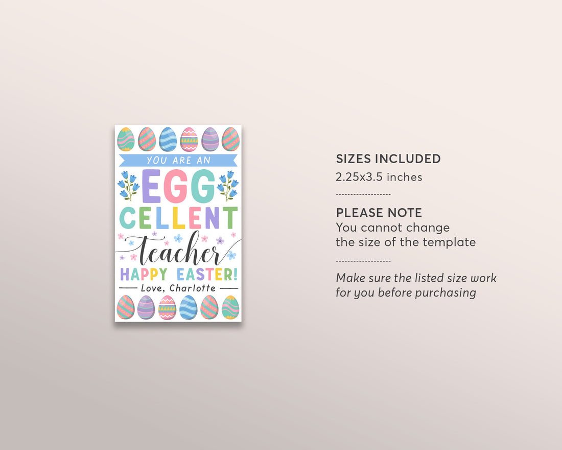 You Are Eggcellent Teacher Appreciation Gift Tag Editable Template, Sp ...