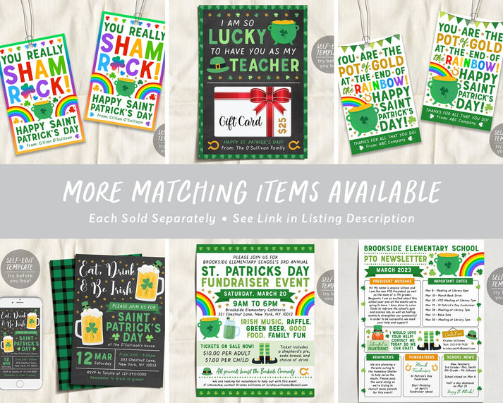 March PTO PTA Newsletter Flyer Editable Template, St. Patricks Day Fly ...