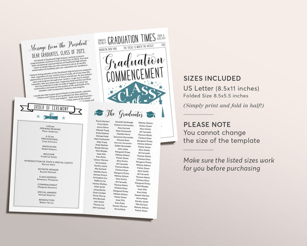 Graduation Program Editable Template, Pamphlet Booklet Newspaper High ...