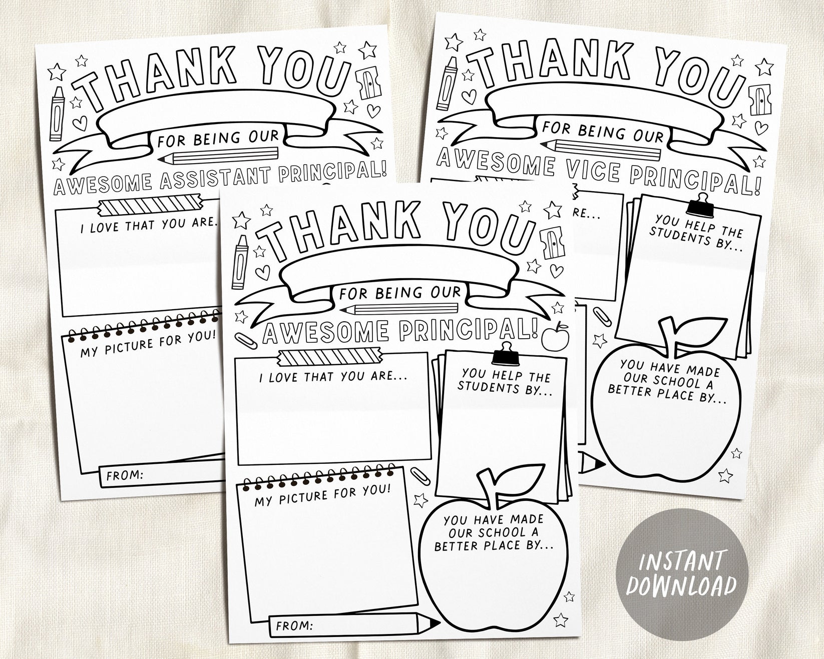 Principal Appreciation Day Thank You Printable, Vice Assistant Princip ...