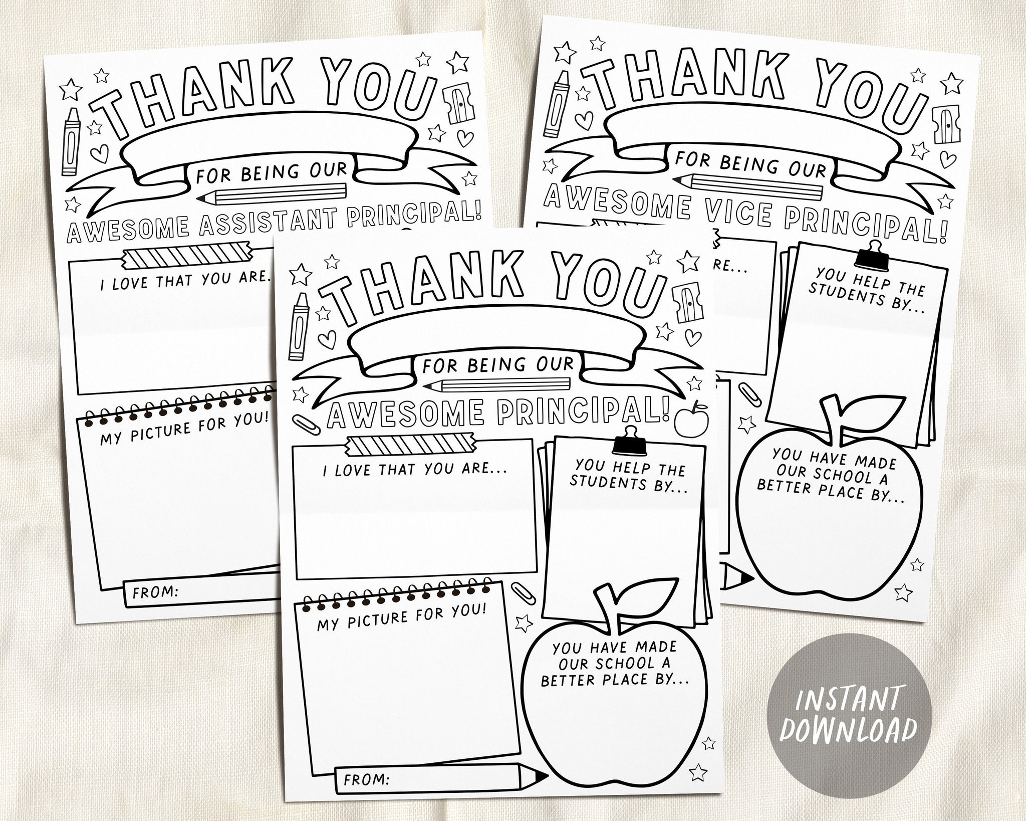 Principal Appreciation Day Thank You Printable, Vice Assistant Princip ...