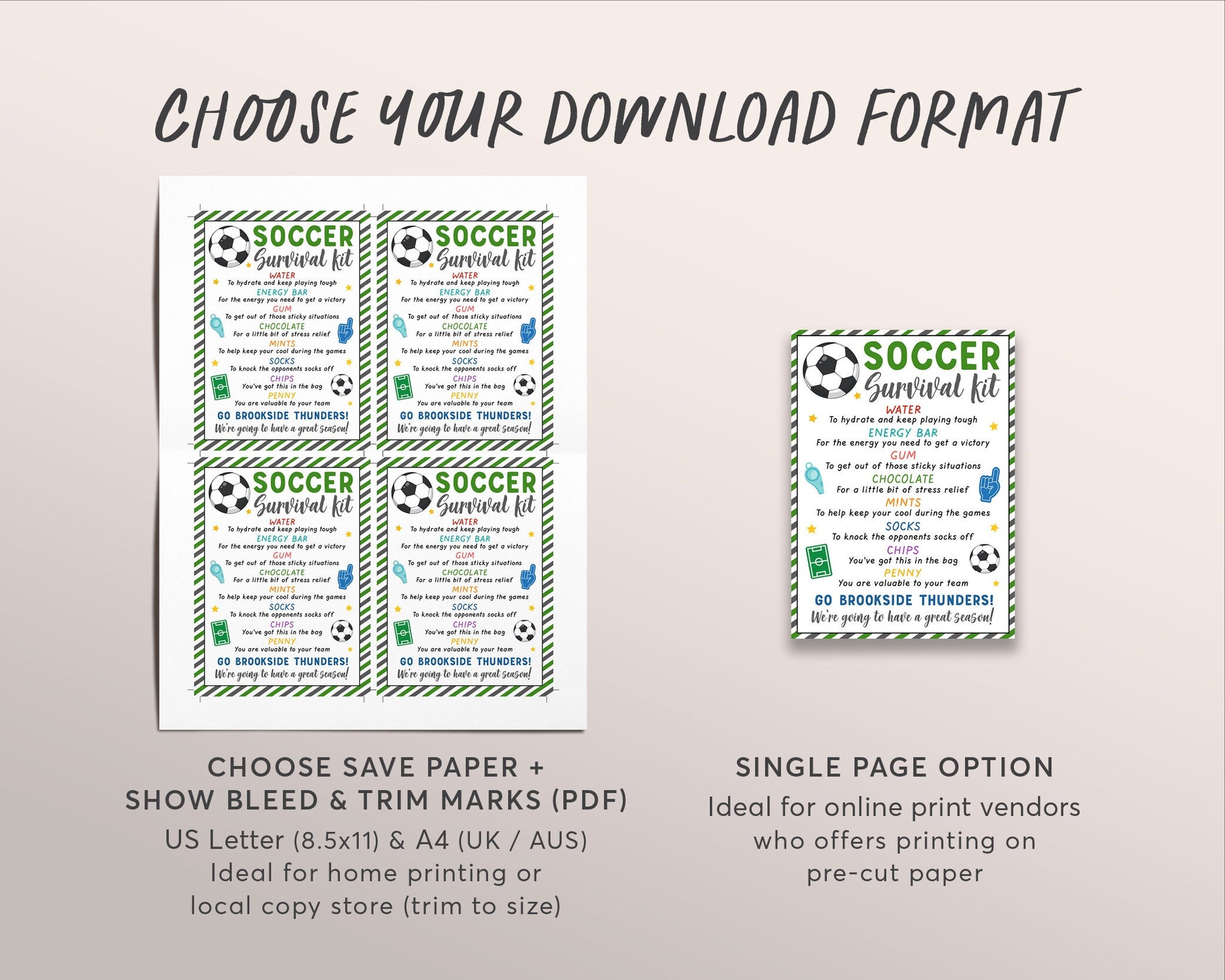 Soccer Survival Kit Gift Tags Editable Template, Soccer Player Team Gi ...