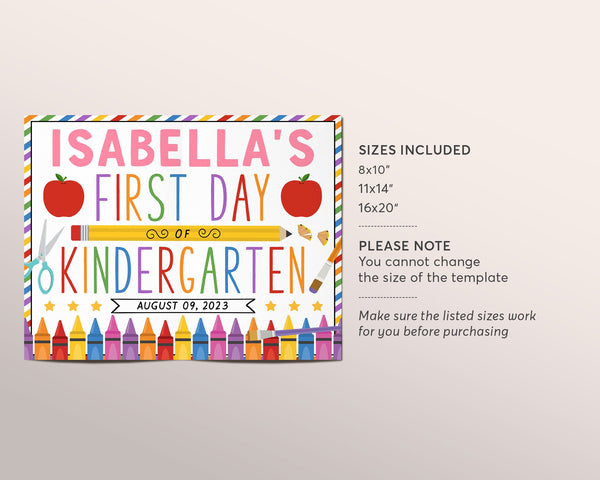 Back to School Sign Editable Template, First Day Of Elementary School ...