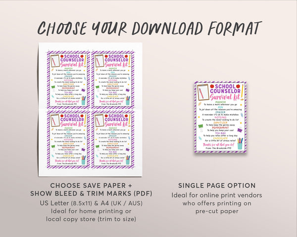 School Counselor Survival Kit Editable Template, Guidance Counselor Ap ...