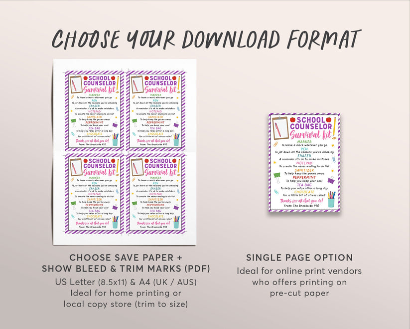 School Counselor Survival Kit Editable Template, Guidance Counselor Ap ...