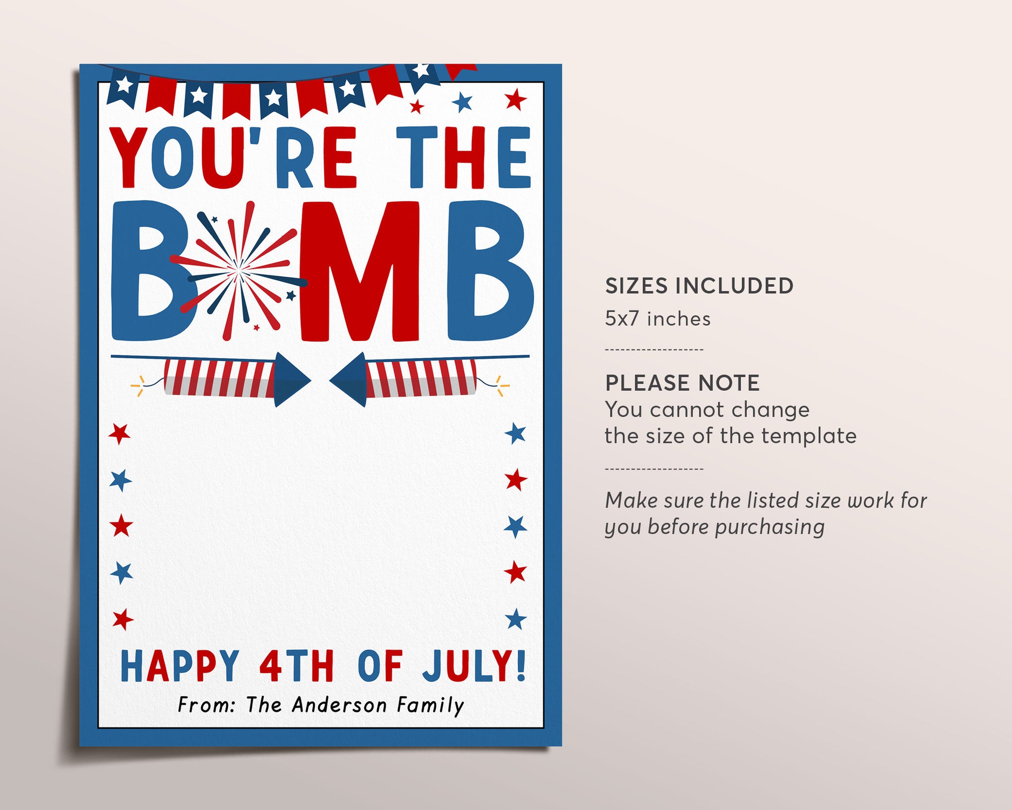 4th of July Gift Card Holder Editable Template, Fourth Of July Patriot ...