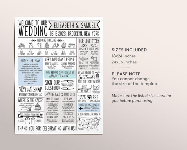 Infographic Wedding Program Sign Editable Template, Order of Ceremony ...