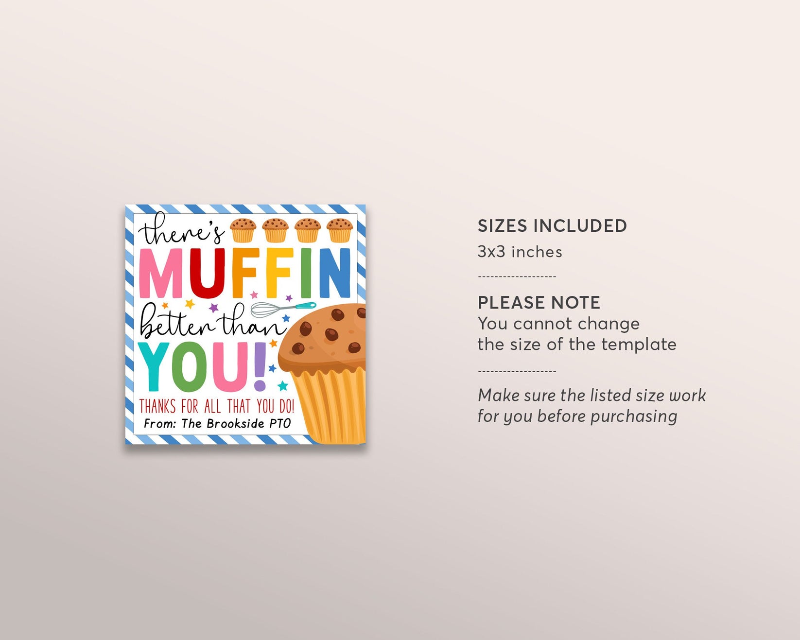 Muffin Gift Tag Editable Template, There's Muffin Better Than You Favo ...