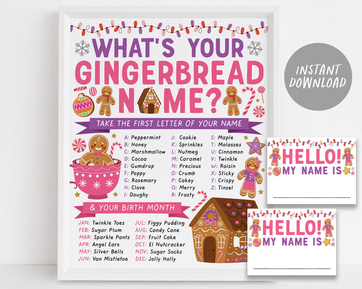 What's Your Gingerbread Name Game, Gingerbread Decorating Birthday Par ...