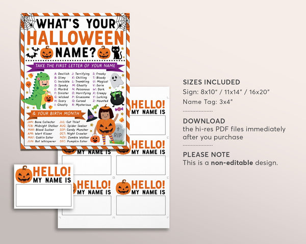 What's Your Halloween Name Game, Pumpkin Carving Party Activity With N ...