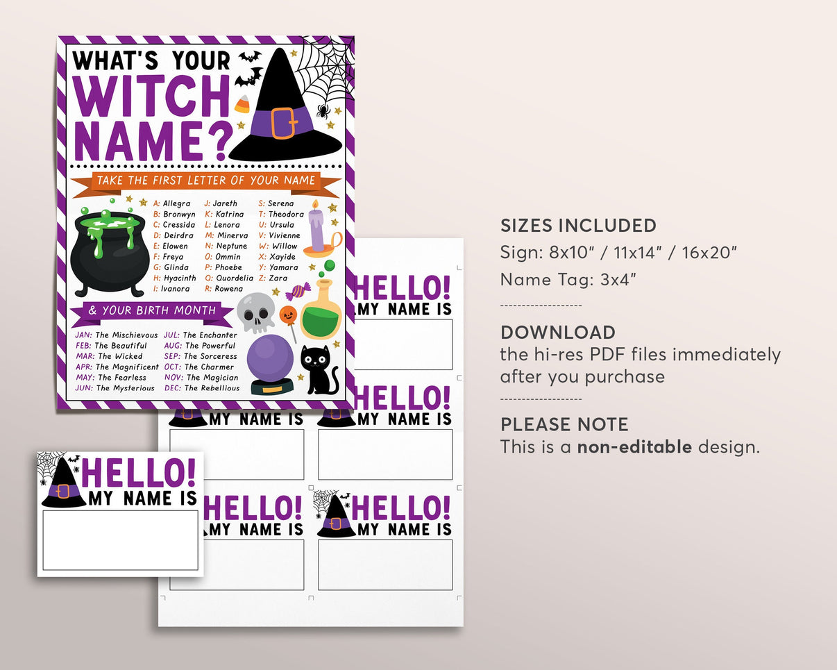 What's Your Witch Name Game, Spooktacular Halloween Witch Themed Party ...