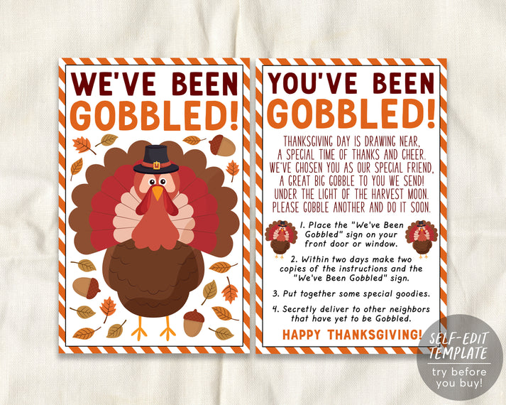We've Been Gobbled Game Editable Template, You've Been Gobbled, Thanks ...