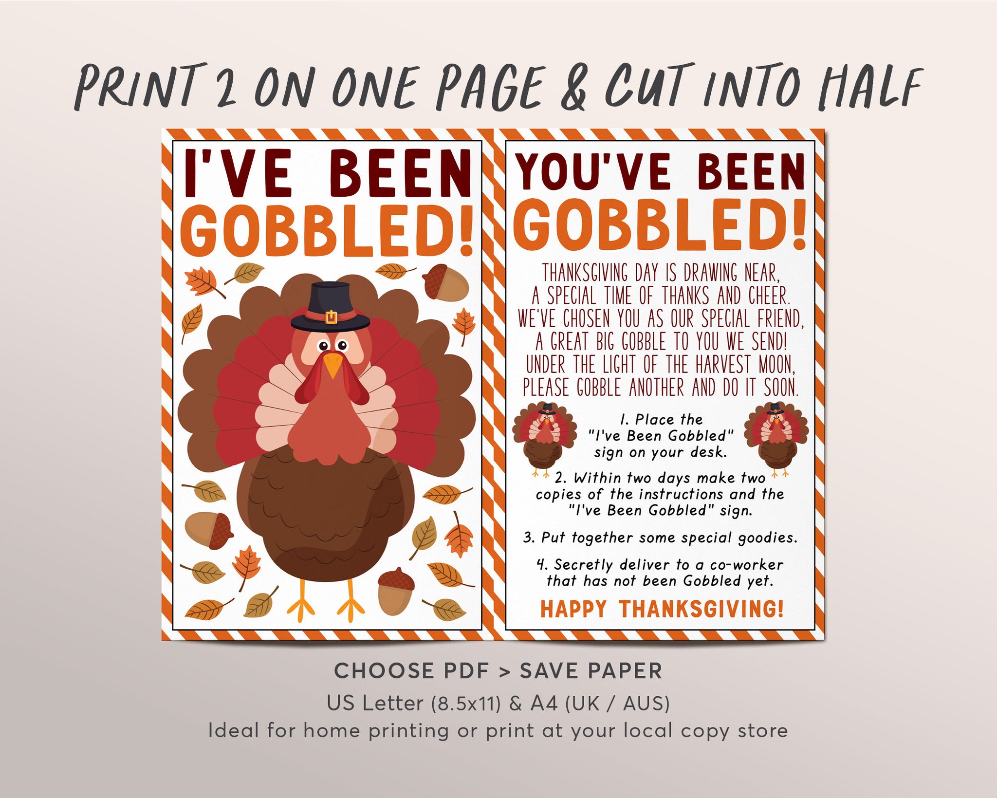 I've Been Gobbled Coworker Game Editable Template, You've Been Gobbled ...