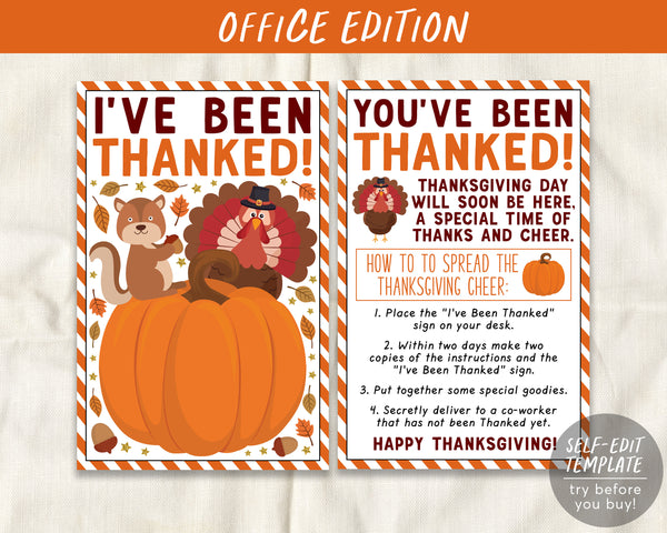I've Been Thanked Coworker Game Editable Template, You've Been Thanked ...