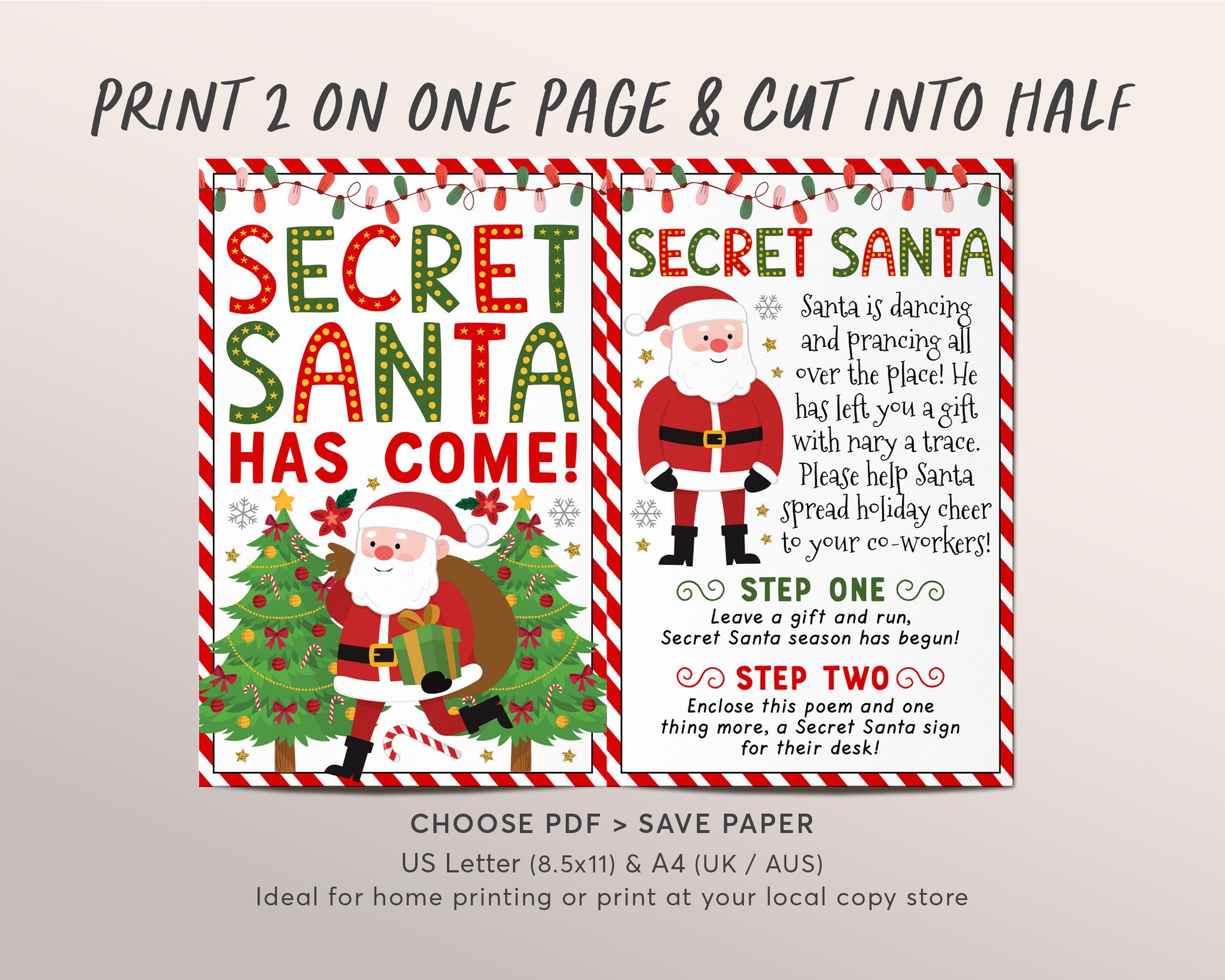 Secret Santa Coworker Office Christmas Game Editable Template, Santa G ...