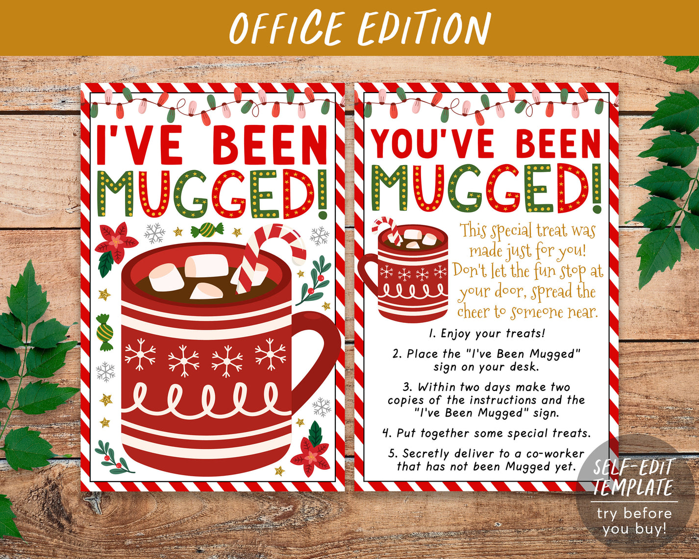 We've Been Mugged Christmas Coworker Office Party Game Editable Templa ...