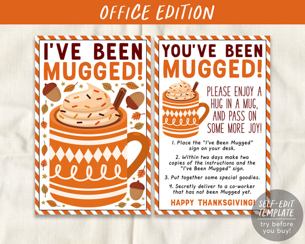I've Been Mugged Coworker Game Editable Template, You've Been Mugged A ...
