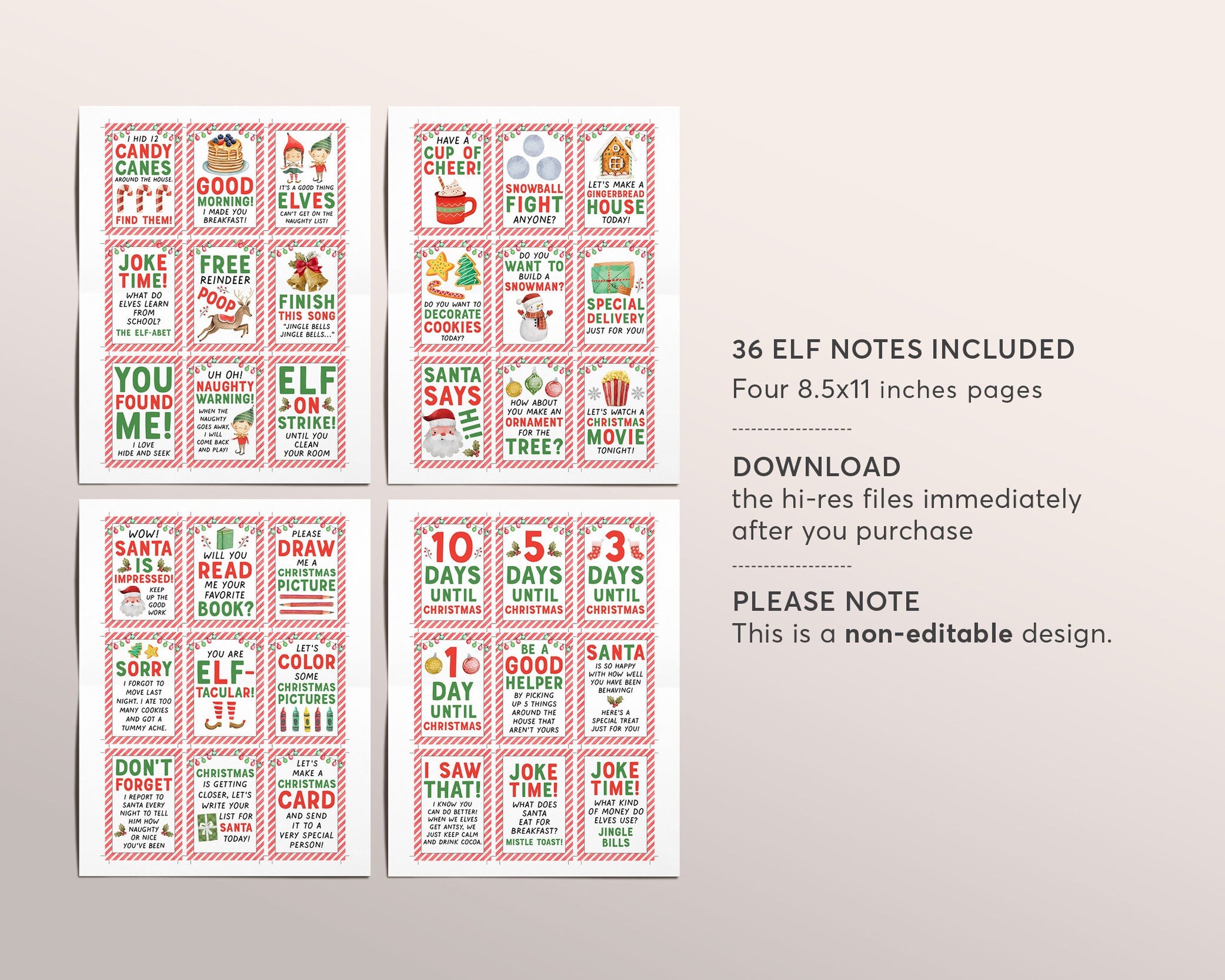 Elf Notes Cards Printable, 2x3 Mini Elf Note, Elves Santa Christmas Pa ...