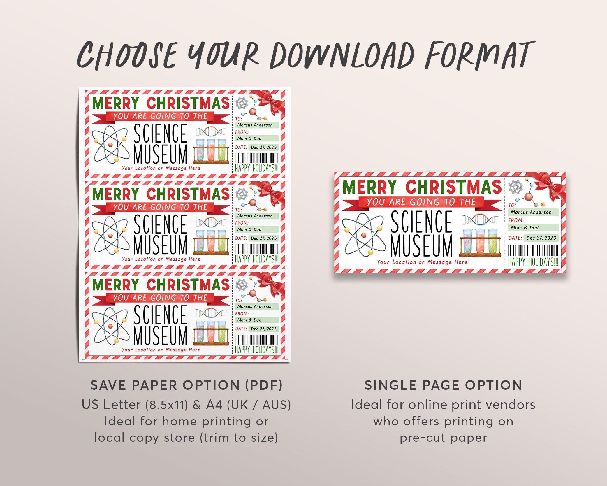 Science Museum Ticket Editable Template, Surprise Museum Membership Gi ...