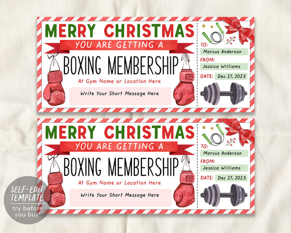 Christmas Boxing Membership Editable Template, Surprise Boxing Lessons ...